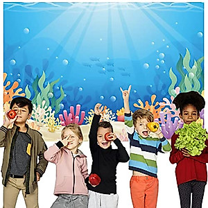 7x5ft Under The Sea Backdrop Colorful Reefs and Algae Decoration Underwater World Backdrops Sun Ray Ocean Photography Background Baby Kids Sea Theme Party Cake Table Banner