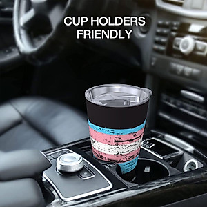 Uniwneds Transgender Pride Flag Stainless Steel Tumbler Mugs With Lid And Straw 20 Oz Insulated Travel Coffee Mugs Cap Bottle Gifts For Women Men