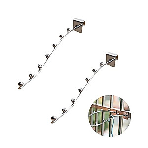 UtySty 2 Pack Mini Clothes Drying Rack Stainless Steel Stick Clothing Laundry Holder Organizer for Balcony Window Guard Attachement Indoor Outdoor Wardrobe Bathroom Door Bedside Hanging Hooks