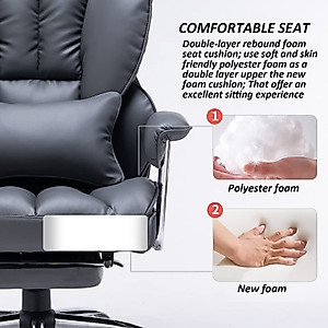 Efomao Executive Office Chair for Heavy People, Big and Tall Office Chair, High Back Office Chair with Foot Rest, Height Adjustable Home Office Chair, Mineral Grey Office Chair