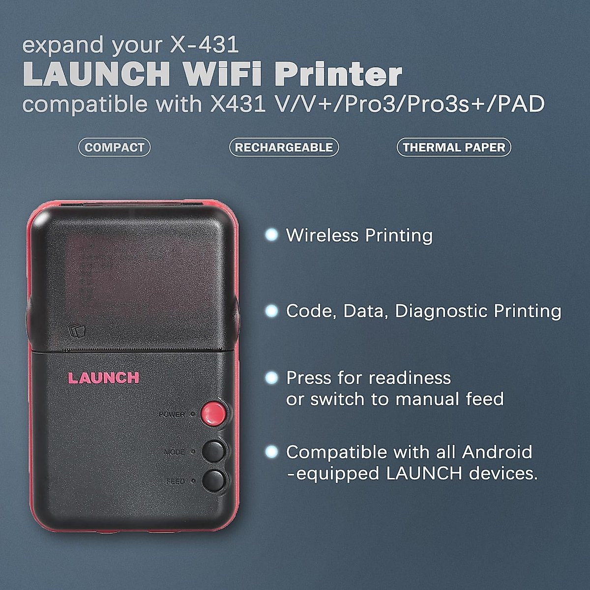 LAUNCH X-431 WiFi Printer, Work with X431 V, V+, Pro3, Pro3s+, Pad Only