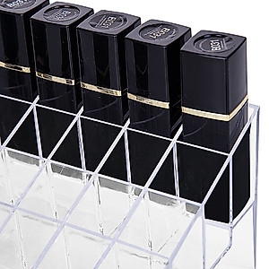 HBlife Lipstick Holder, 40 Spaces Clear Acrylic Lipstick Organizer Display Stand Cosmetic Makeup Organizer for Lipstick, Brushes, Bottles, and More