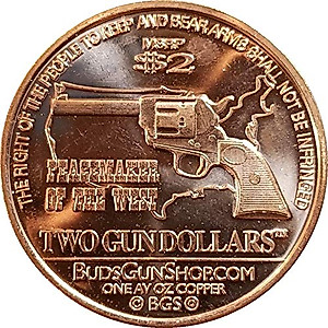 Jig Pro Shop Second Amendment Liberty Gun Dollar Series 1 oz .999 Pure Copper Round/Challenge Coin (2012 Colt .45 Revolver)
