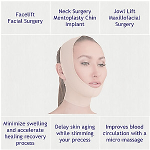 Post Surgical Chin Strap Bandage for Women - Neck and Chin Compression Garment Wrap - Face Slimmer, Jowl Tightening (M)