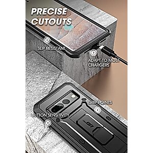 SUPCASE Unicorn Beetle Pro Series Case for Google Pixel 7 Pro (2022 Release), Full-Body Rugged Belt-Clip & Kickstand Case with Built-in Screen Protector (Black)