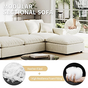 Gtilzria Ottonman,Down Fill Comfort Footrest,Cloud Modular Sectional Sofa for Living Room,Apartment,Office Beige