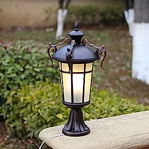 MODEBHD Continental Aluminum Glass Lawn Landscape Lantern Tradition Victoria Antique Outdoor Table Lamp Column Lamp Garden Street Post Lights Villa Corridor Aisle E27 Decoration Illumination