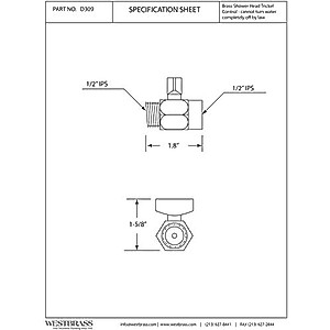 Westbrass D309-62 1/2" Shower Arm Volume Flow Control Trickle Valve, Matte Black