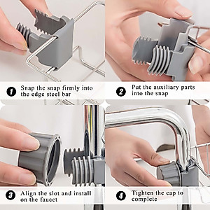 SooGree Kitchen Sink Organizer Over Faucet Sponge Holder,304 Stainless Steel Heavy Duty Thickening Hanging Faucet Drain Rack for Scrubbers Soap Bathroom,Detachable Storage Rack