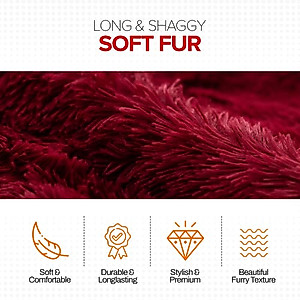 Cheer Collection Long Shaggy Hair Throw Blanket - Ultra Soft and Fuzzy - 50" x 60" inches, Maroon