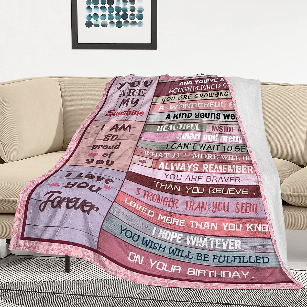 Joyloce Sweet 13th Birthday Gifts for Girls Blanket 60"x50", Sweet 13 Gifts for Girls - Best 13th Birthday Gift Ideas - Funny Gift for 13-Year-Old Girl - 13th Bday Party Decorations for Women Blankets