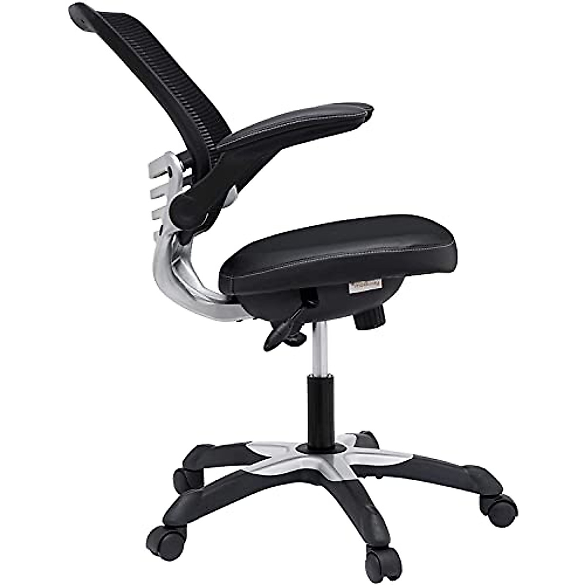 Modway Edge Mesh Back and White Vinyl Seat Office Chair With Flip-Up Arms - Computer Desks in Black