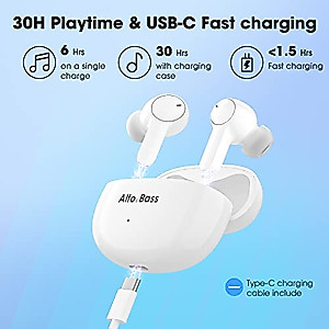 Wireless Earbuds, Bluetooth 5.3 Headphones with 4-Mics ENC Noise Cancelling Bluetooth Earbuds Touch Control Deep Bass Stereo Earphones Sweatproof 30H Playtime Wireless Ear Buds for iPhone Android