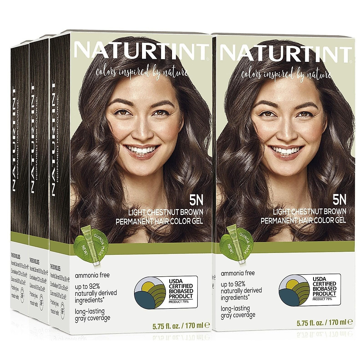 Naturtint 5N Light Chestnut Brown Permanent Hair Color (Pack of 6), Ammonia Free, Vegan, Cruelty Free, up to 100% Gray Coverage, Long Lasting Results (Packaging may vary)
