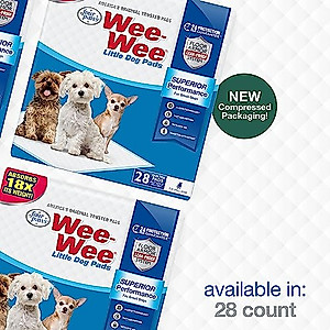 Four Paws Wee-Wee Superior Performance Little Dog Pee Pads - Small Dog & Puppy Pads for Potty Training - Dog Housebreaking & Puppy Supplies - 16.5"x23.5" (28 Count)