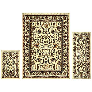 Superior Barringer Collection 3-Piece Rug Set, Attractive Rugs with Jute Backing, Durable and Beautiful Woven Structure, Traditional Bordered Area Rug Set - 2' x 3', 2' x 5', and 5' x 7' Rugs, Ivory