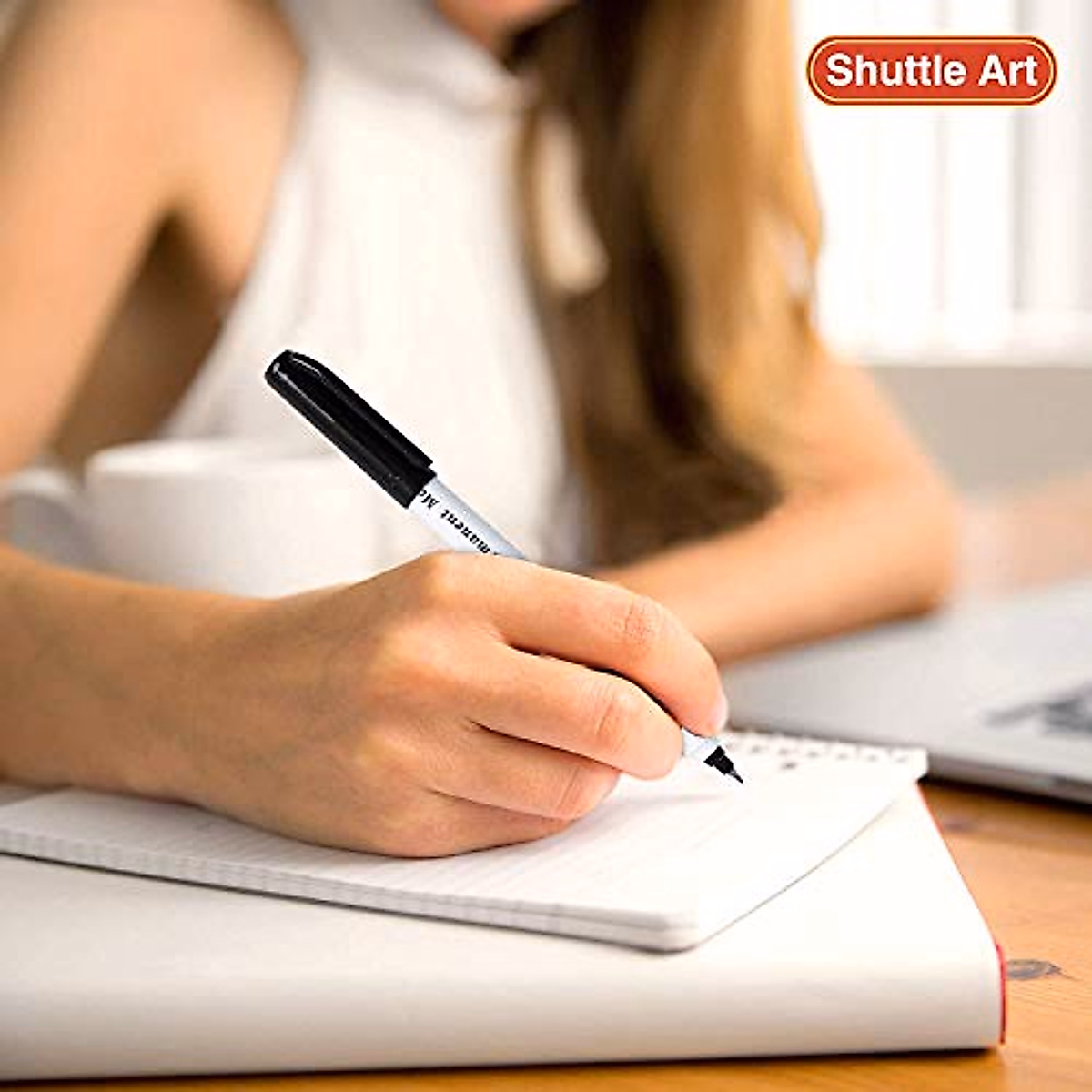 Permanent Marker,Shuttle Art 30 Pack Ultra Fine Point Black Permanent Marker set, Works on Plastic,Wood,Stone,Metal and Glass for Doodling, Marking