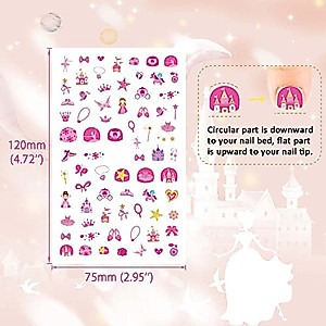 VIWIEU Small Kids Nail Stickers Princess Nails Decals for Little Girls 12 Sheets, 600+ Cute Toddler Tiny Fingernail Wraps Birthday Party Favors, Easter Basket Filler, Christmas Holiday Gift
