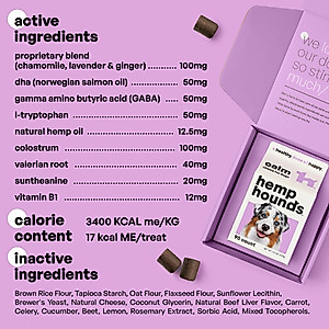 Hemp Hounds - Melatonin Free Calming Chews for Dogs - Fireworks Stress - Dog Calming Treats for Anxiety Relief - 90 Count - Dog Separation Anxiety Treats - Beef Liver Flavor - Adaptogens - 11.9 oz
