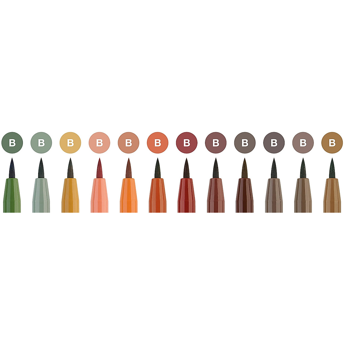 Faber-Castell Art & Graphic Pitt Artist Pen Brush India Ink Pen, Earth Tones, Set Of 12, For Art, Craft, Drawing, Sketching, Home, School, University, Colouring