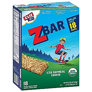 CLIF Kid Zbar - Iced Oatmeal Cookie - Soft Baked Whole Grain Snack Bars - USDA Organic - Non-GMO - Plant-Based - 1.27 oz. (18 Pack)