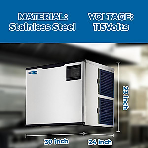 Commercial Ice Maker 500 Pounds Per Day – Head Only – Stainless Steel Industrial Modular Ice Cube Machine – Quiet Operation – Air Cooling System - by Foster