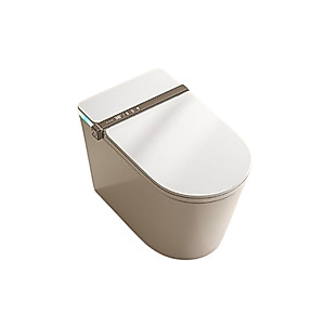 Smart Bidet Toilet with Built-In Bidet - Elongated Toilet with Side Knob - Heated Bidet Seat -One Piece Bidet Toilet Seats with Foot Sensor Operation - Auto White Toilet with LED Display for Bathroom