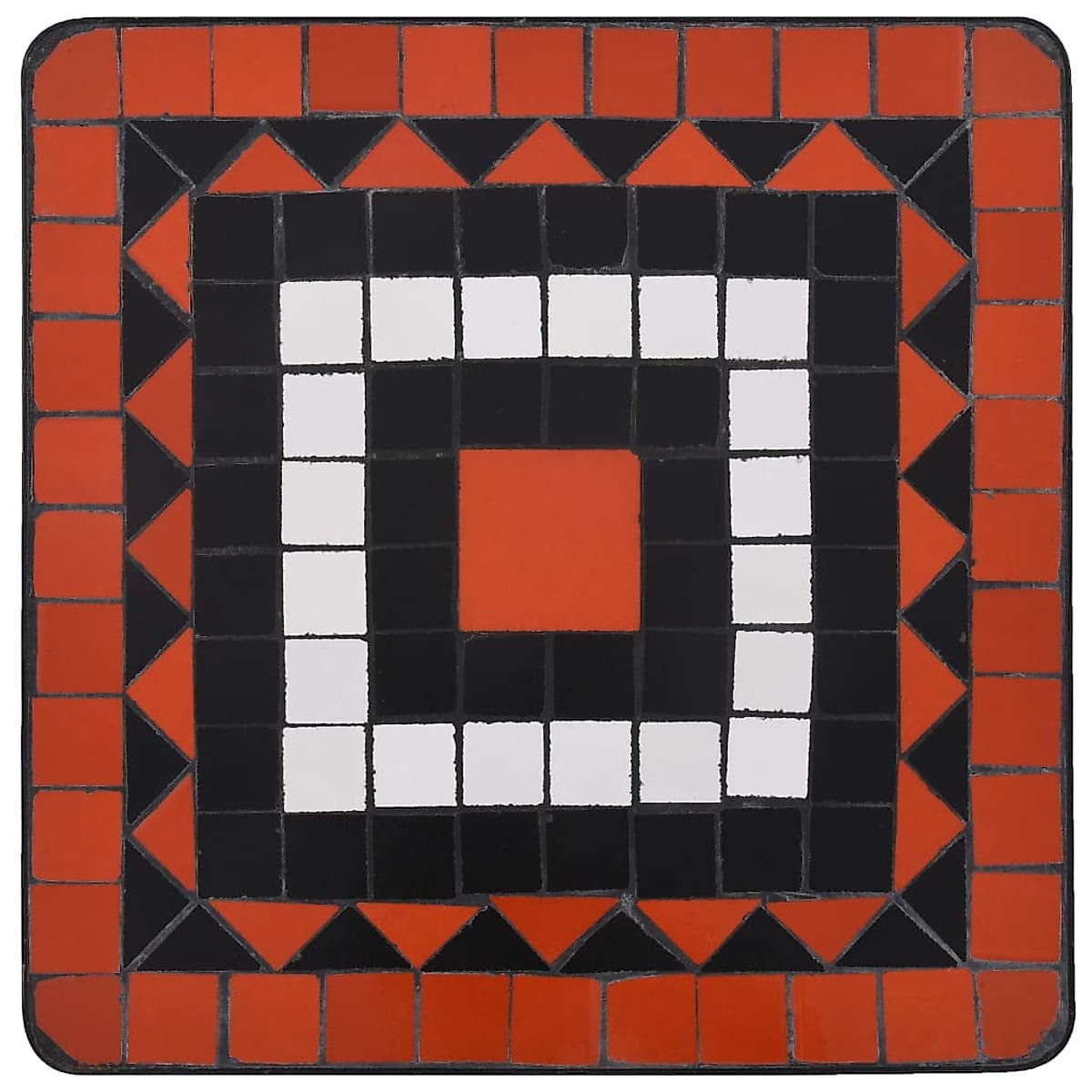 vidaXL Mosaic Outdoor Side Table - Durable Iron and Ceramic Construction, Elegant Curved Legs - Ideal for Garden, Balcony, Terrace - Also Serves as Flower Plant Stand - Brown Terracotta and White