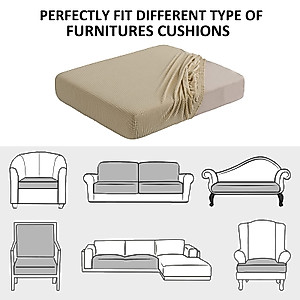 NC HOME Highly Elastic Sofa Cushion Covers, Water Repellent Sofa Seat Covers Stretch Furniture Protector for Pets with Elastic Bottom, Non Slip, Washable (Loveseat Cushion, Sand)