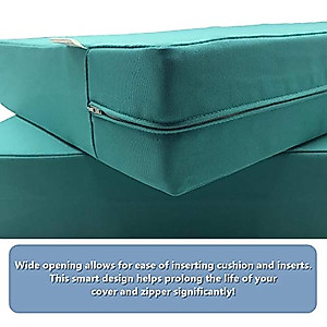 CozyLounge Indoor Outdoor Water Repellent High UV Resistant Patio Chair Cushion Cover (24"x24"x4" (4 Covers), Serenity Teal)