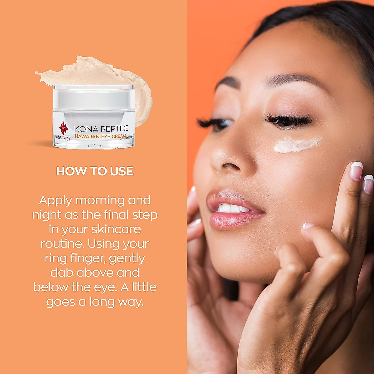 Hanalei Kona Peptide Eye Cream | Minimizes Wrinkles, Puffiness | Hawaiian Botanicals, Caffeine, Peptides | Hydrating Revitalizing Formula | USA Made | Cruelty-Free, Vegan (0.5 oz)