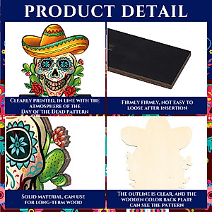 Amyhill 6 Pcs Day of the Dead Wooden Centerpiece Dancing Couple Sugar Skull Wooden Sign Dia De Muertos Table Decoration Day of the Dead Decor Catrinas Mexican Decor for Fiesta Carnival Halloween Party