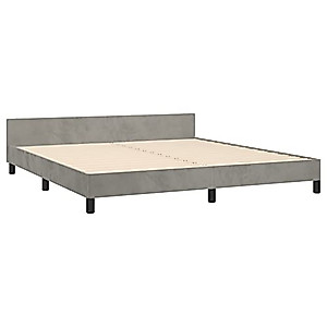 vidaXL Bed Frame with Headboard Home Indoor Bed Accessory Bedroom Upholstered Double Bed Base Furniture Light Gray 72"x83.9" California King Velvet