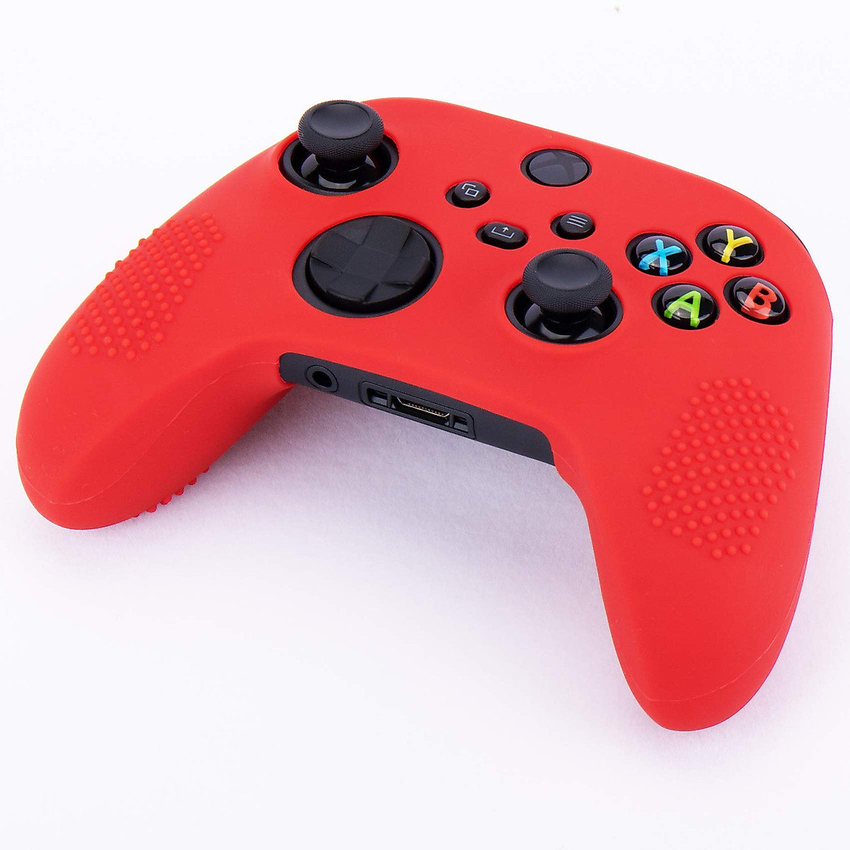 YoRHa Silicone Cover Skin Case for Xbox Series X/S Controller x 1(Red) with Thumb Grips x 10