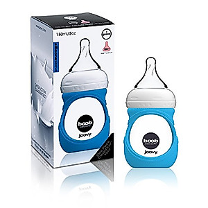 Joovy Boob Glass Bottle & Sleeve, Blue, 5 Ounce