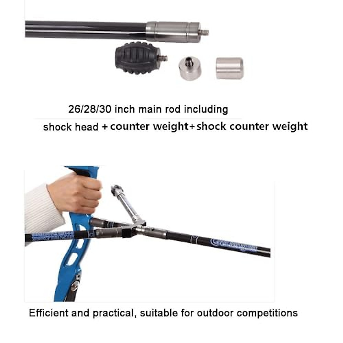 AMEYXGS 3/4/5/10/12/26/28/30 Inch Carbon Fiber Bow Stabilizer Balance Bar Stabilizer Extension Pole Rod Bow Stabilizer for Recurve Bow and Compound Bow (Gray 12 inch)