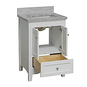 Abbey 24-inch Bathroom Vanity (White/Carrara Marble): Includes White Cabinet with Authentic Italian Carrara Marble Countertop and White Ceramic Sink