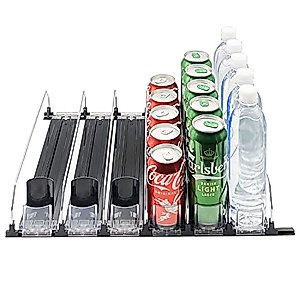 NagTour Drink Organizer for Fridge - Soda Dispenser Display with Smooth and Fast Pusher Glide - Holds up to 30 Cans (6, 38CM)