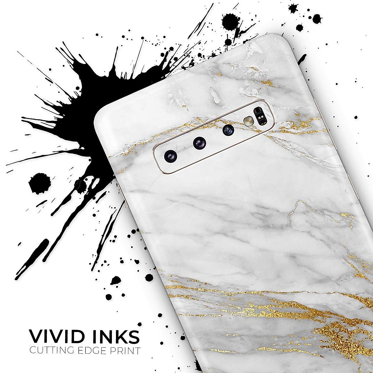 DesignSkinz Marble & Digital Gold Foil V4 Protective Vinyl Decal Wrap Skin Cover Compatible with The Samsung Galaxy S20 (Screen Trim & Back Glass Skin)