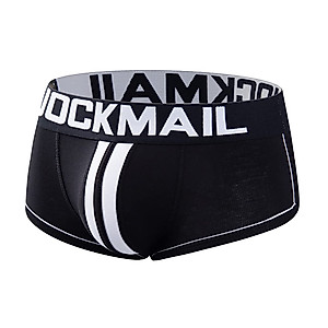 JOCKMAIL Men Open Back Underwear Men Boxer Shorts Cotton Backless Gay Underwear (M, Black)