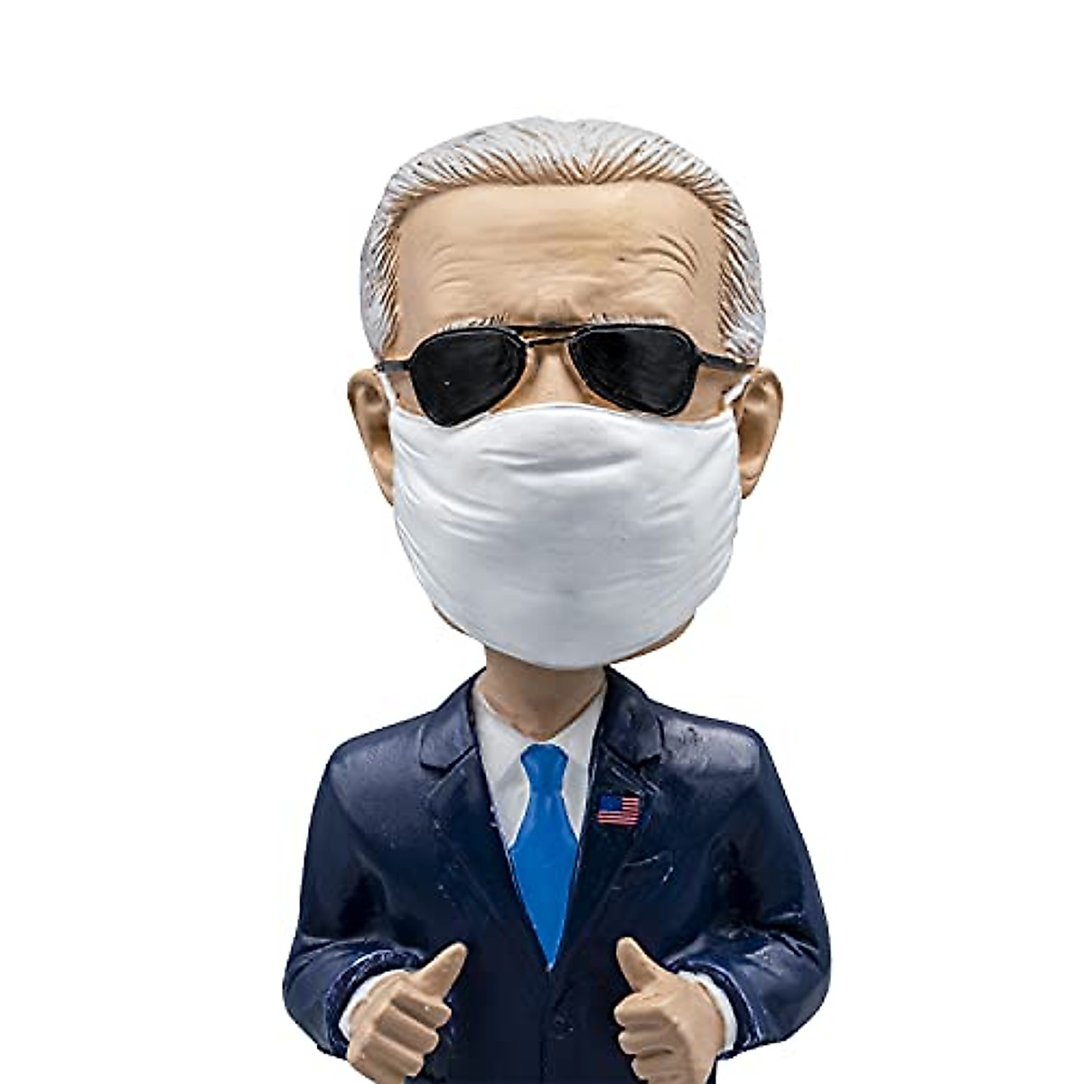 Political Satire Biden Bobblehead - Joe Biden Merchandise 2020 with Face Cover & Aviators - Funny Custom Bobblehead Joe Biden Gifts for Liberals, Democrats - Handmade Biden Decorations - 7.5" Tall