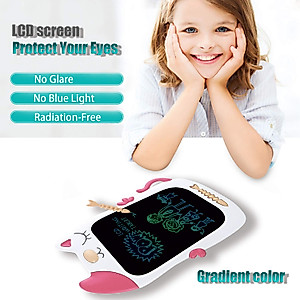 GJZZ Drawing Doodle Board Toys for 3 4 5 6 7 Year Old Girls Boys Gifts, LCD Writing Tablet and Scribble Board Learning Toy for Kids, Birthday Gift for Toddler - Pink White