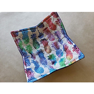 Rainbow Pineapple Microwave Bowl Cozy Tropical Hospitality Microwaveable Reversible Bowl Holder
