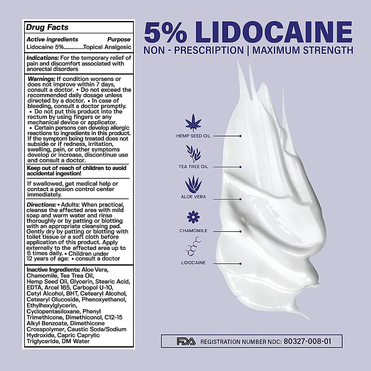 BASE LABORATORIES 5% Lidocaine Numbing Cream for Tattoos, Piercings, Waxing - Tattoo Numbing Cream, Topical Anesthetic Cream I Numb Gel Brazilian, Microneedling, Microblading Lip Injections - 4 FL oz