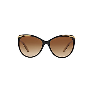 Ralph Woman Sunglasses Shiny Black On Nude & Gold Frame, Light Brown Gradient Dark Brown Lenses, 59MM