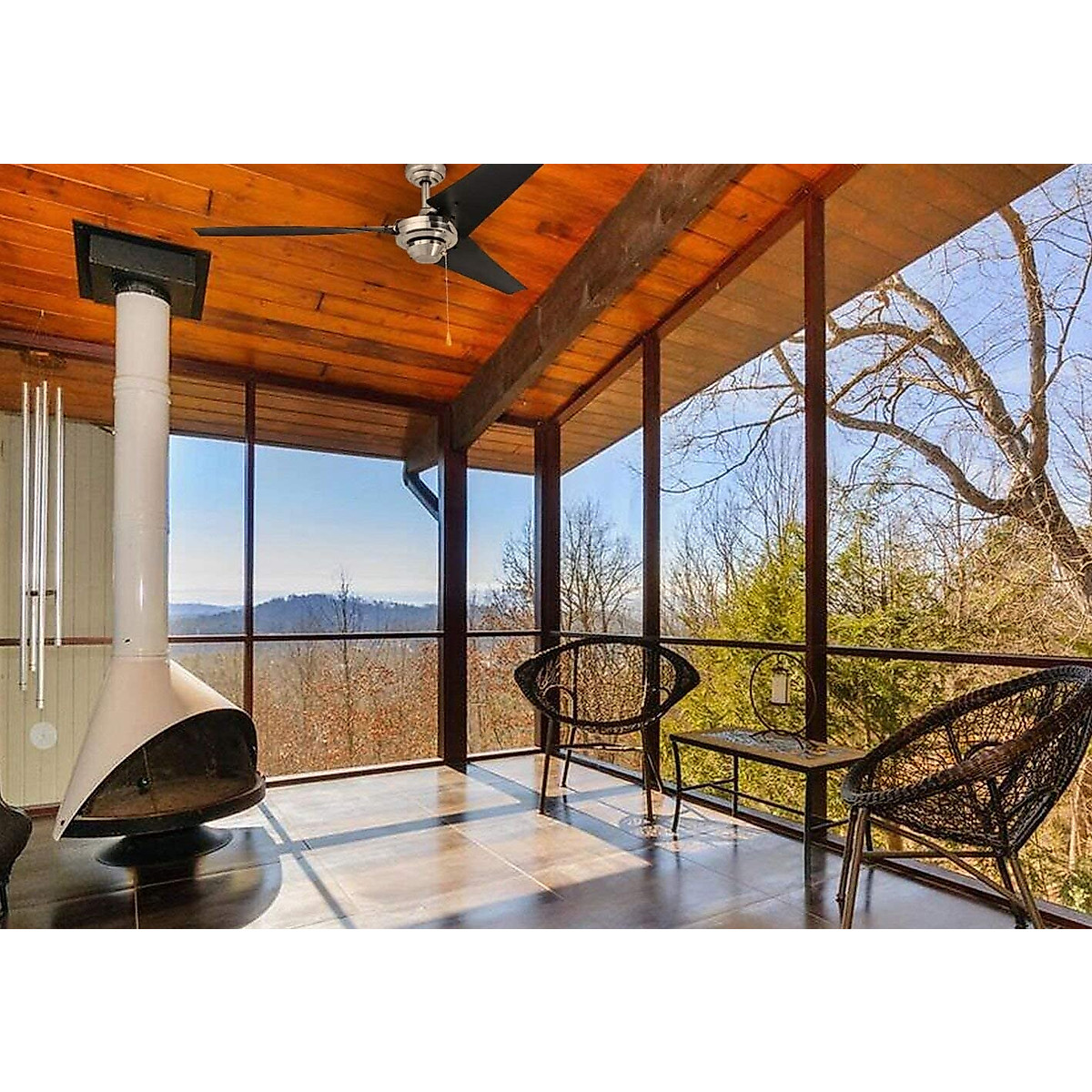 Prominence Home Almadale, 56 Inch Contemporary Indoor Ceiling Fan with No Light, Pull Chain, Modern High Performance Blades, Reversible Motor - 50330-01 (Brushed Nickel)