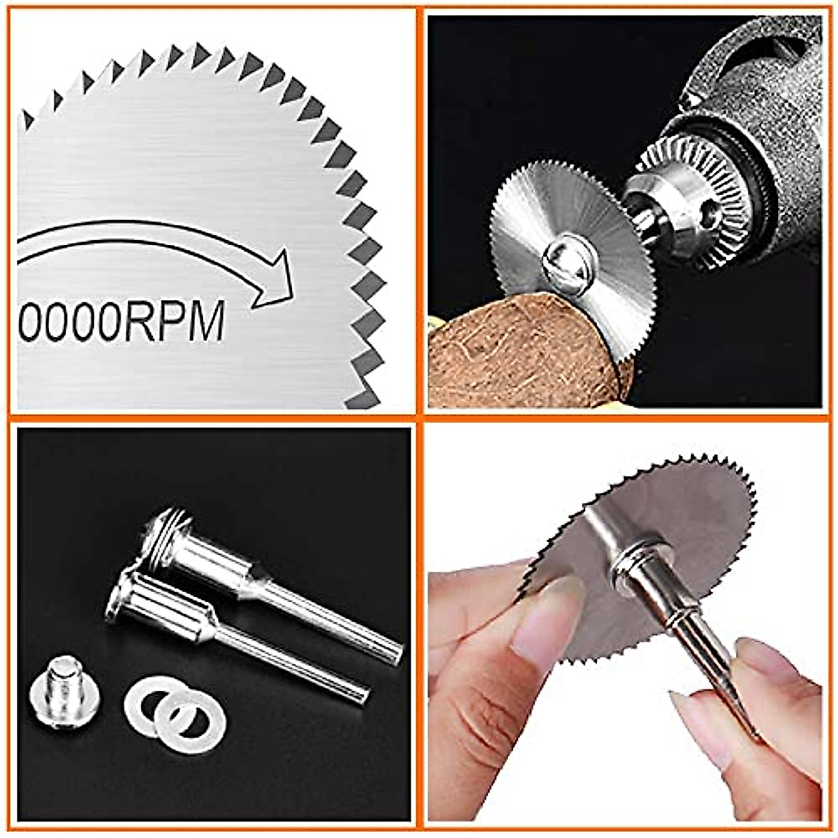 Cutting Wheel Set for Drills Rotary Tool, 8Pcs HSS Rotary Drill Saw Blades Steel Saw Disc Wheel Cutting Blades with 1/8" Straight Shank Mandrel, one Screwdriver(Power Tools are not Included)