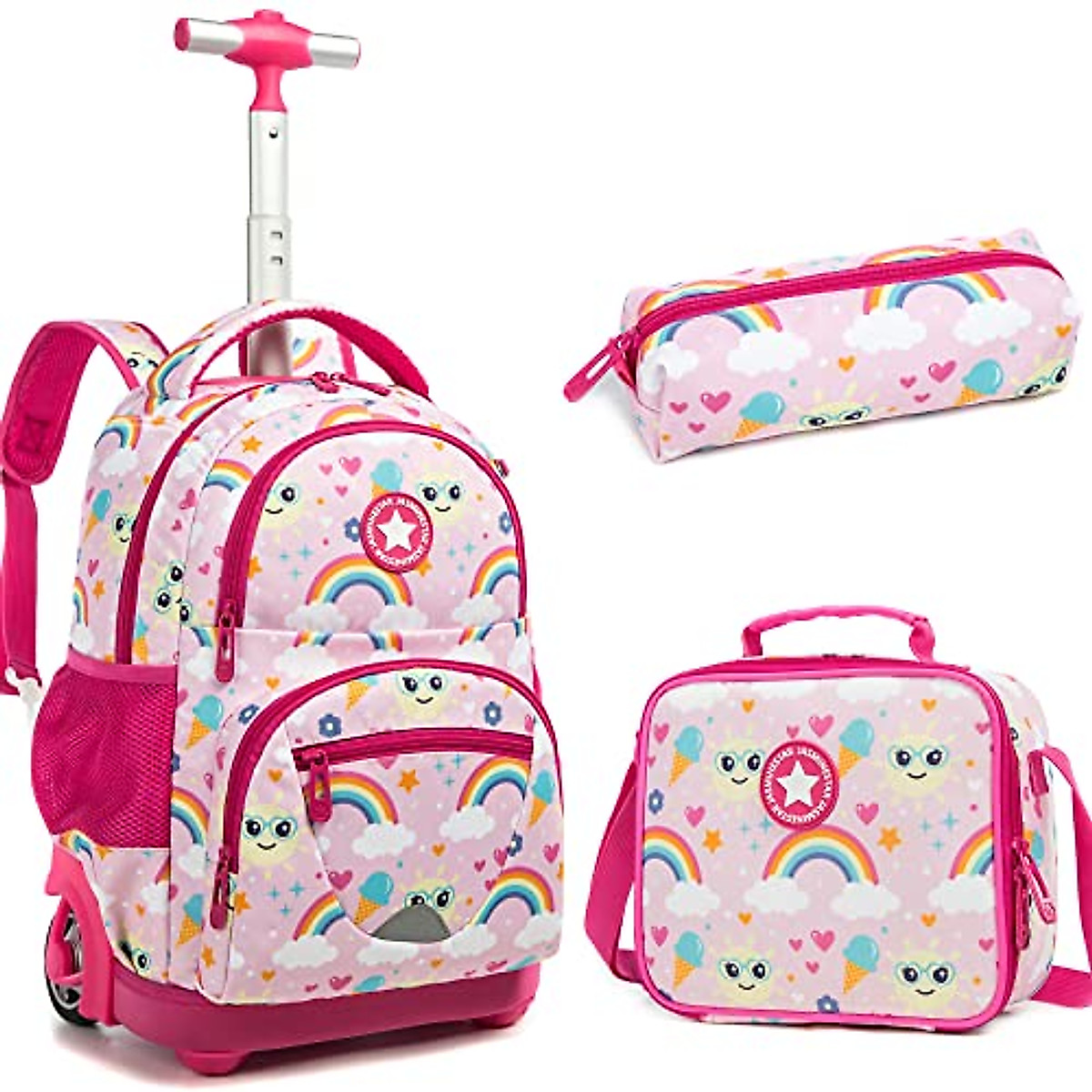 MOHCO Rolling Backpack 16 inch Kids Wheeled School Backpack Set for Boys and Girls