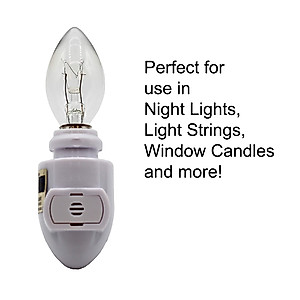 Creative Hobbies 3228x25-7 Watt, C7 Night Light, 40 Lumens, Long Life, Clear, E12 Candelabra Base, C7 Replacement Bulbs, Incandescent Light Bulb | 25 Pack