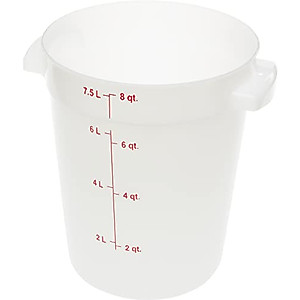 Carlisle FoodService Products CFS StorPlus Plastic Round Food Storage Container, 8 Quart, White, (Pack of 12)